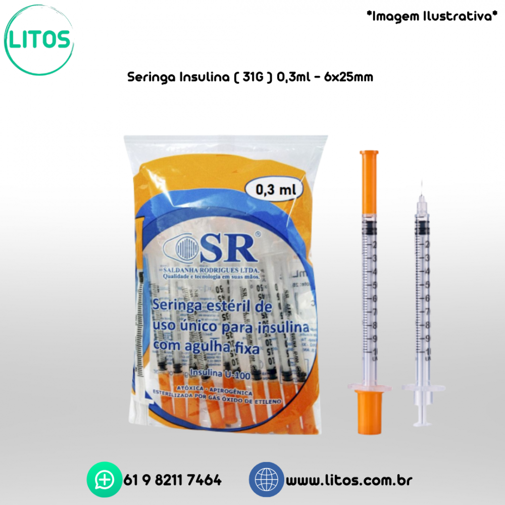 LITOS - SERINGA INSULINA ( 0,3ML ) 31G-6X25MM U-FINE PCT/10 - SR - Meu catálogo fácil!